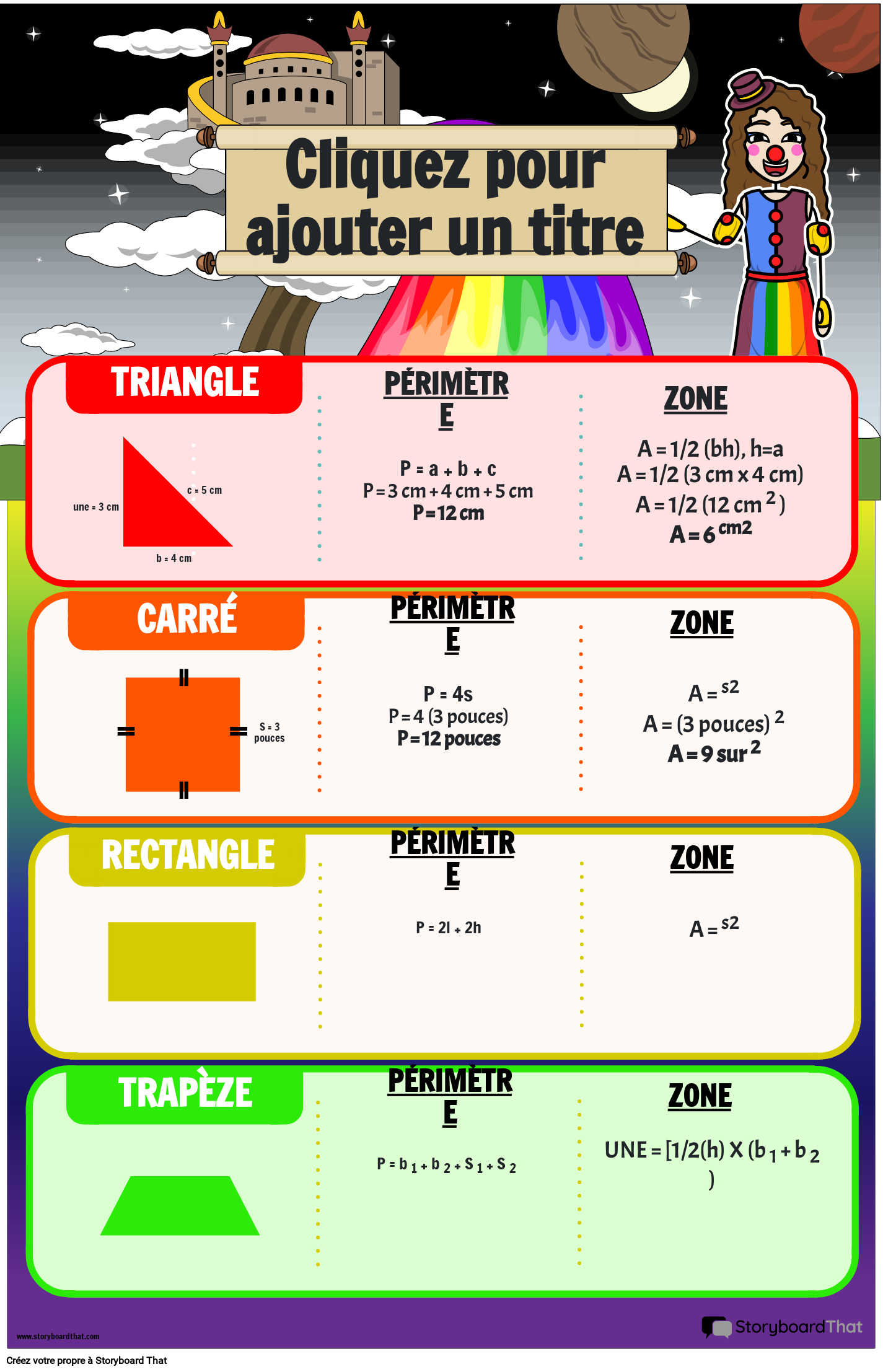 Affiche de Zone et de Périmètre sur le Thème de L'arc-en-ciel