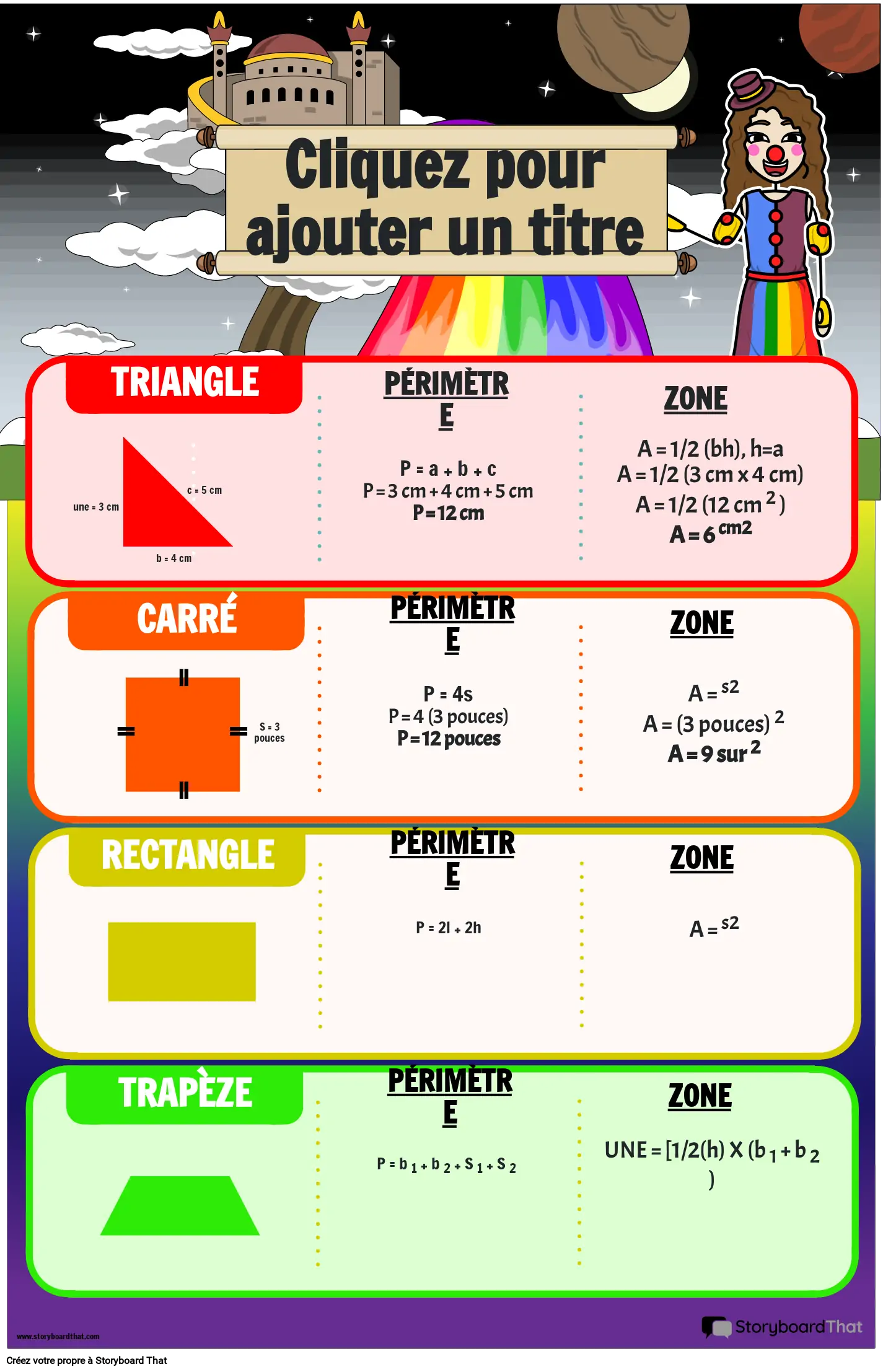 Affiche de Zone et de Périmètre sur le Thème de L'arc-en-ciel