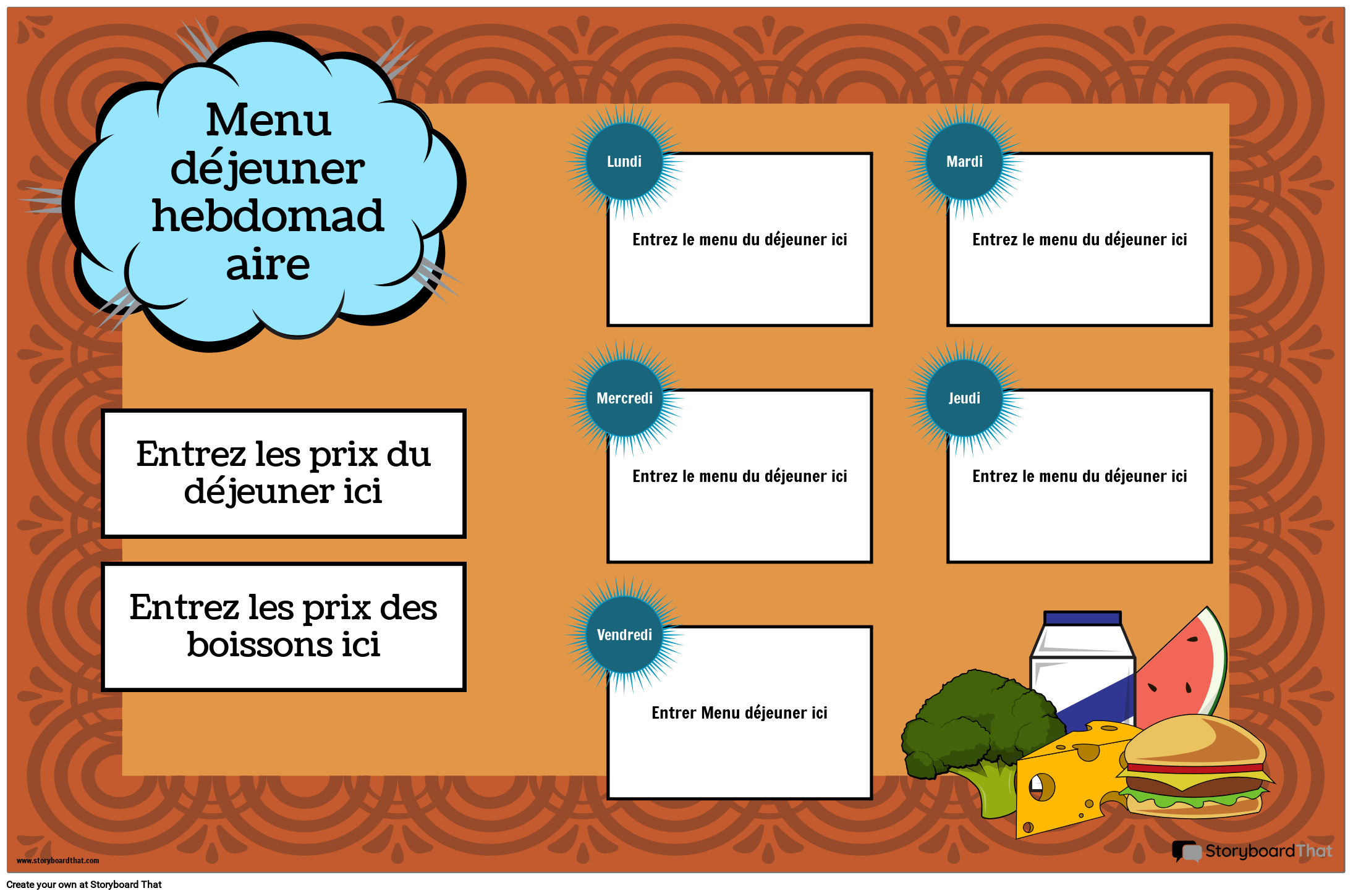 Affiche du Menu du Déjeuner Storyboard par fr-examples