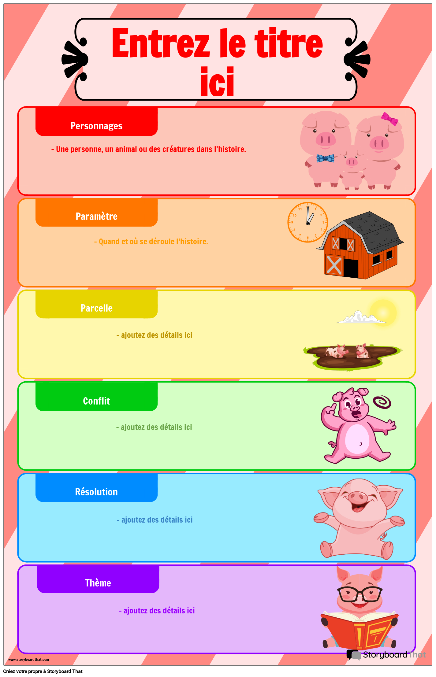 Affiche Éléments d’une histoire sur le thème du cochon