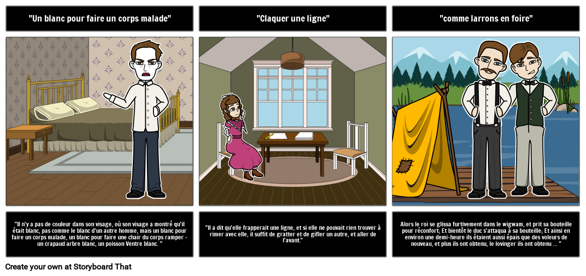 Aventures de Huckleberry Finn Word Choice Storyboard