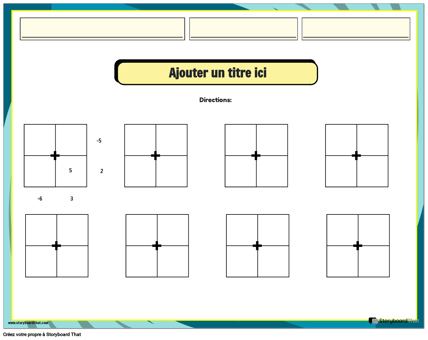Carré D'addition - Feuille de Travail sur les Opérations sur les Nombres En