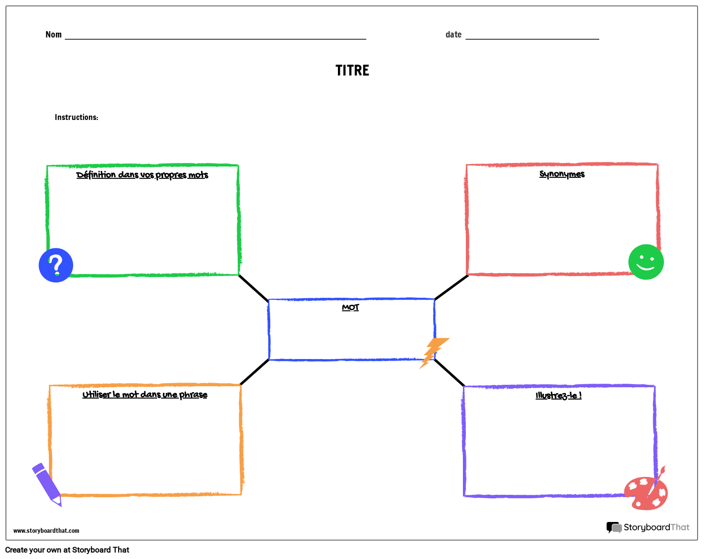 Carte D'araignée de Vocabulaire Storyboard by fr-examples