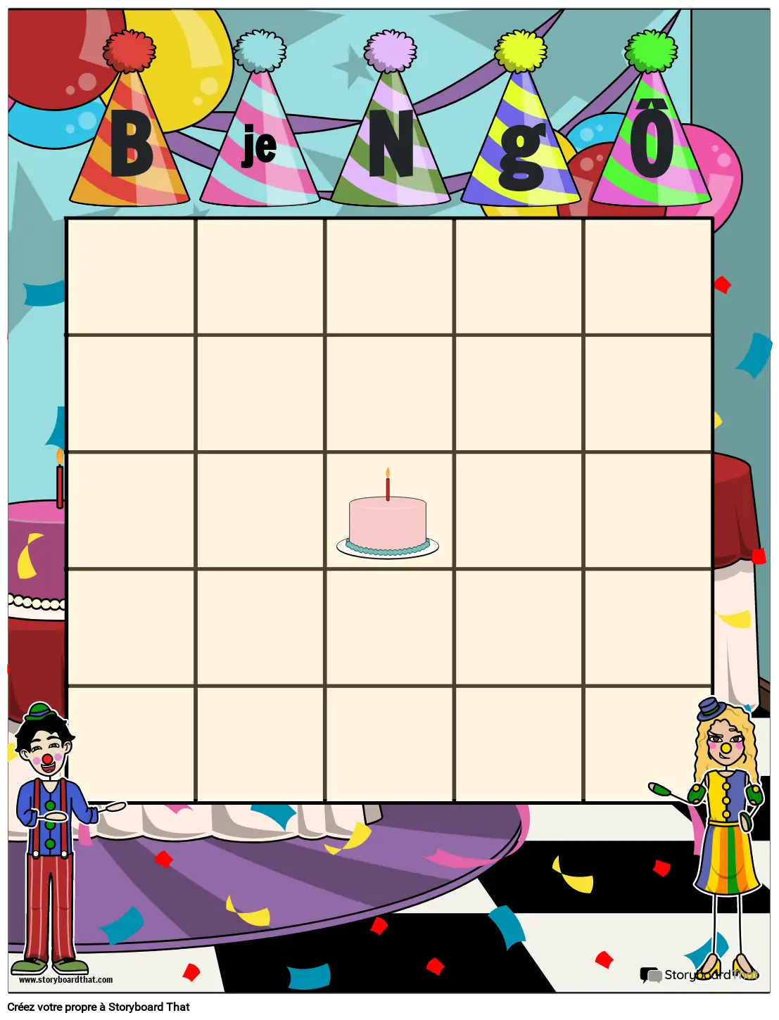 Carte de jeu de Bingo Pour Fête D'anniversaire