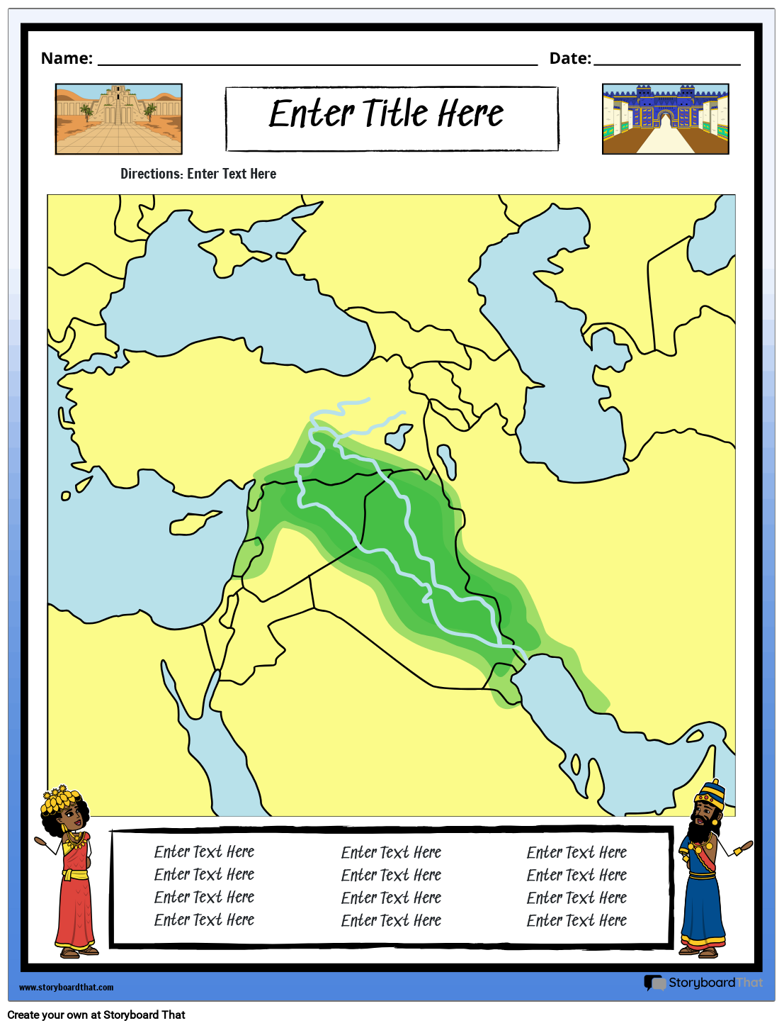 Carte de la Mésopotamie Storyboard par fr-examples