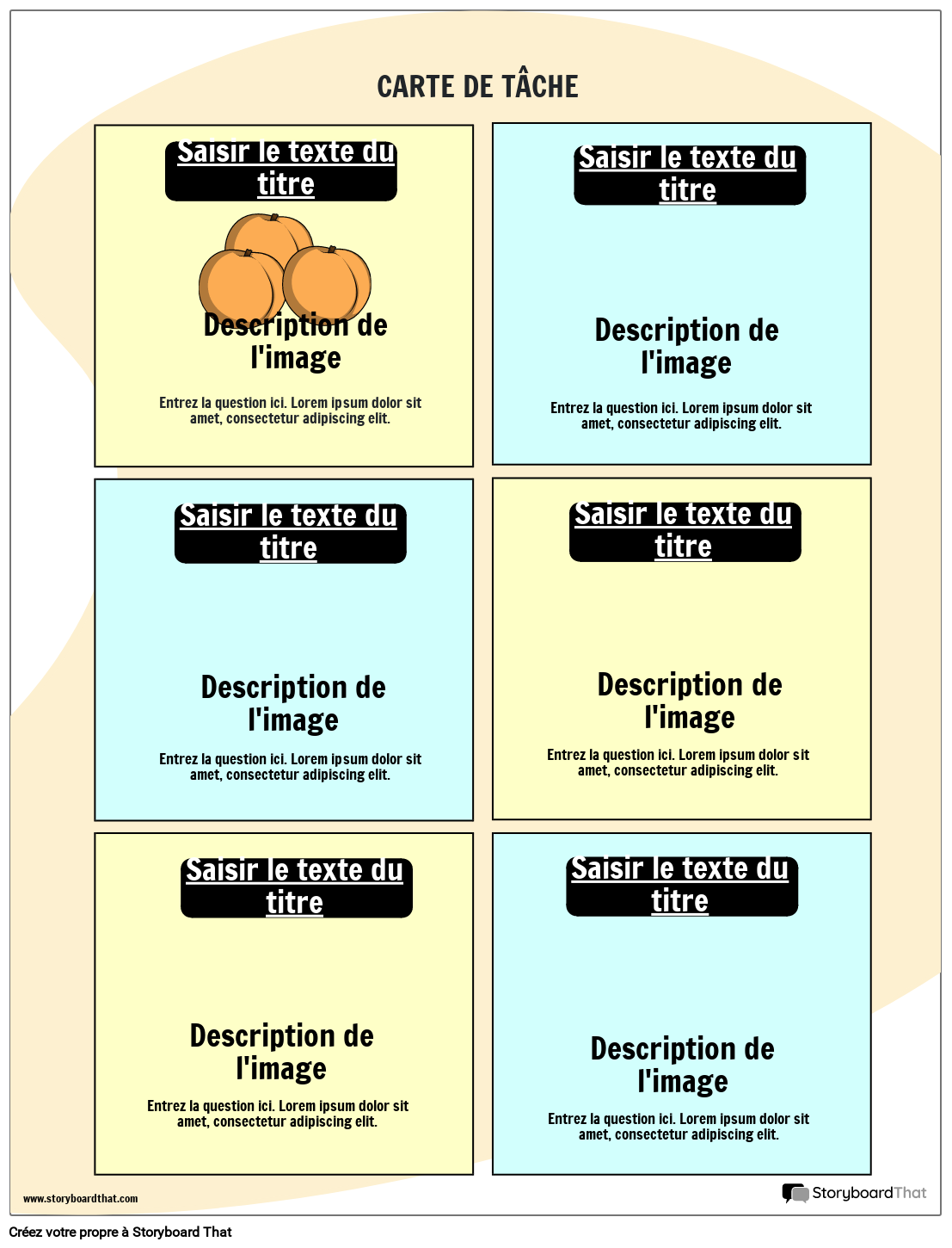 Carte de tâches d'activités amusantes Storyboard