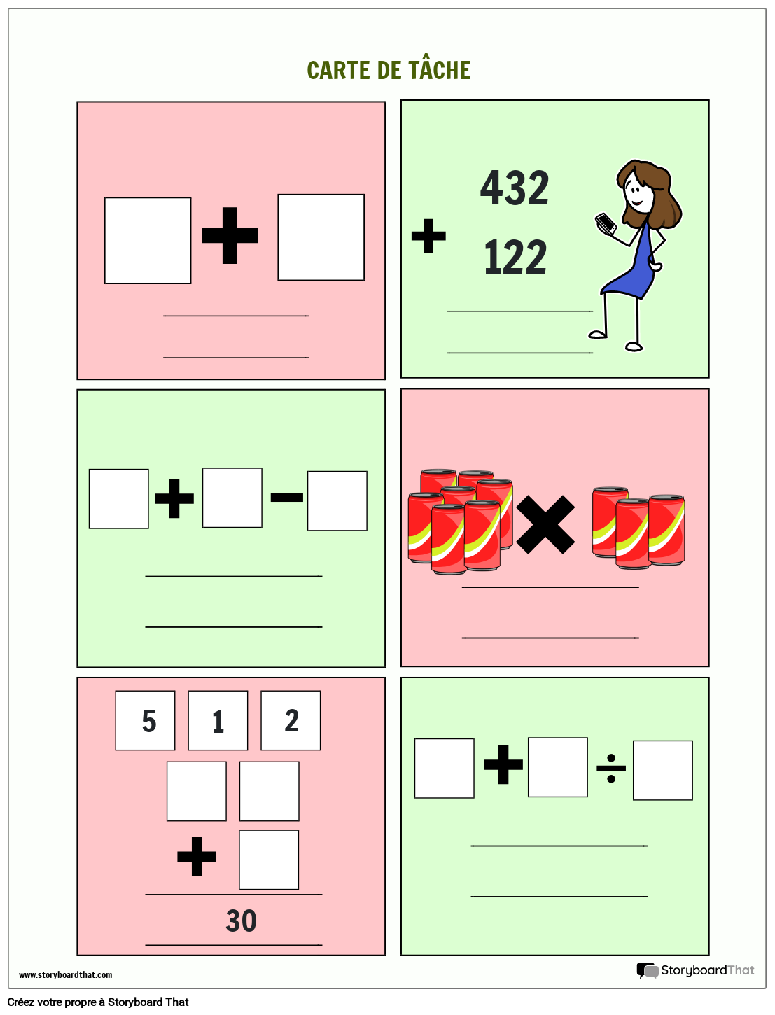 Carte de tâches mathématiques Storyboard por fr-examples