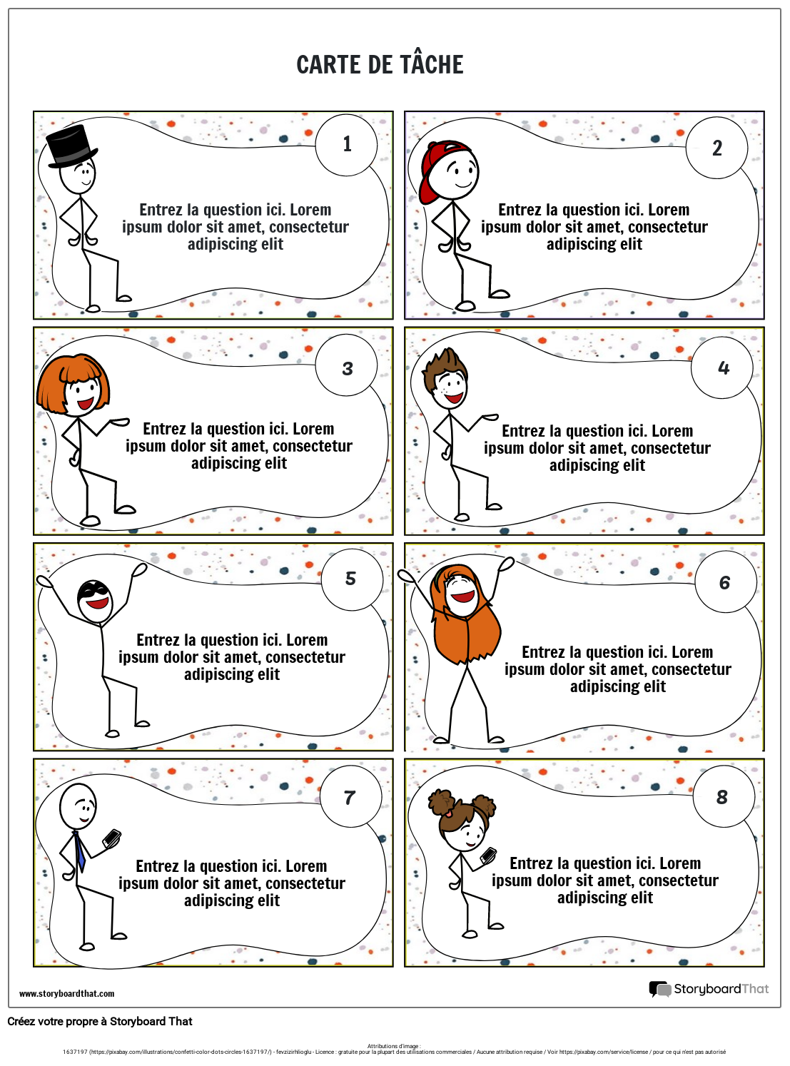 Carte de tâches pour les problèmes de mots Storyboard