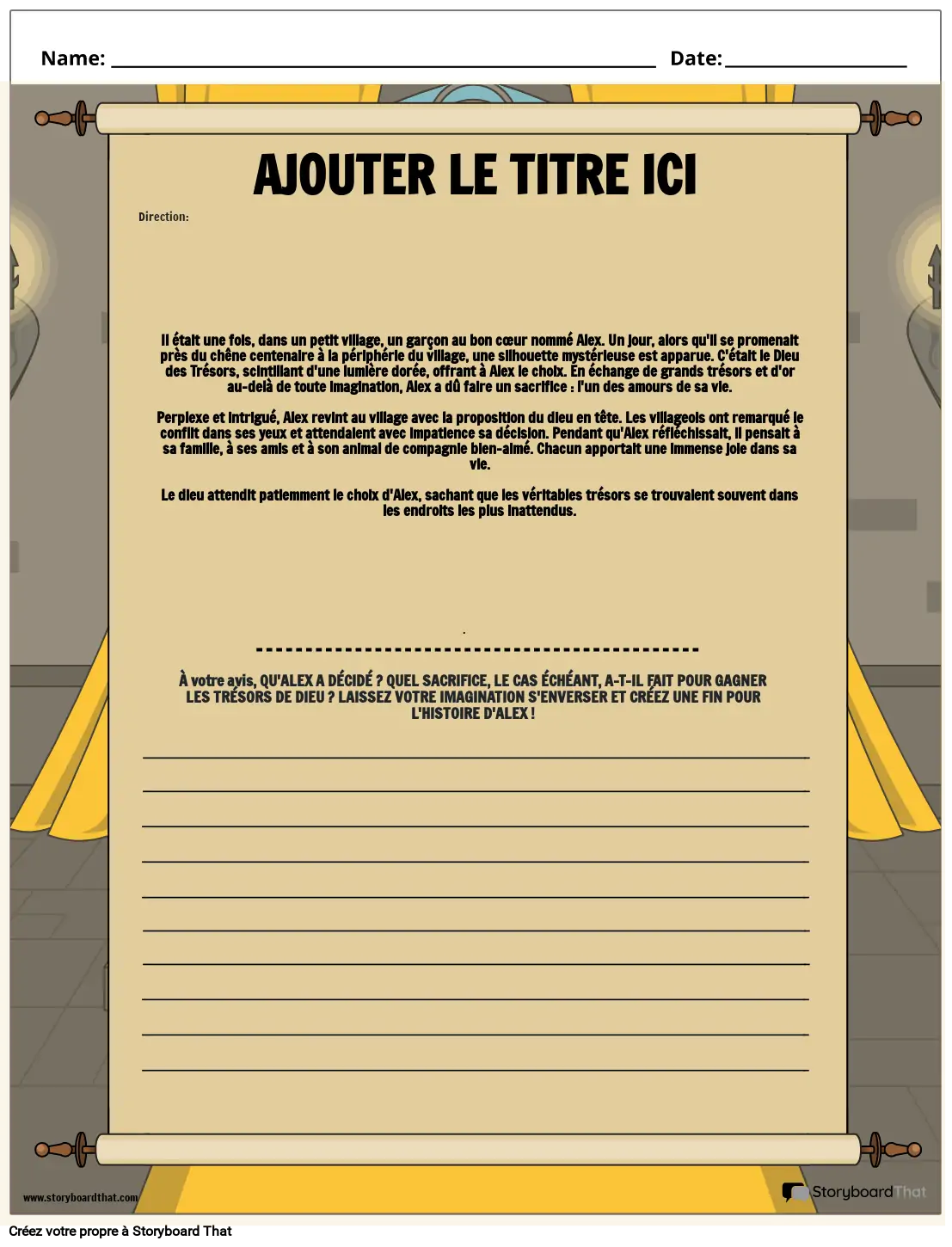Écrire Votre Propre fin à une Feuille de Travail D'histoire