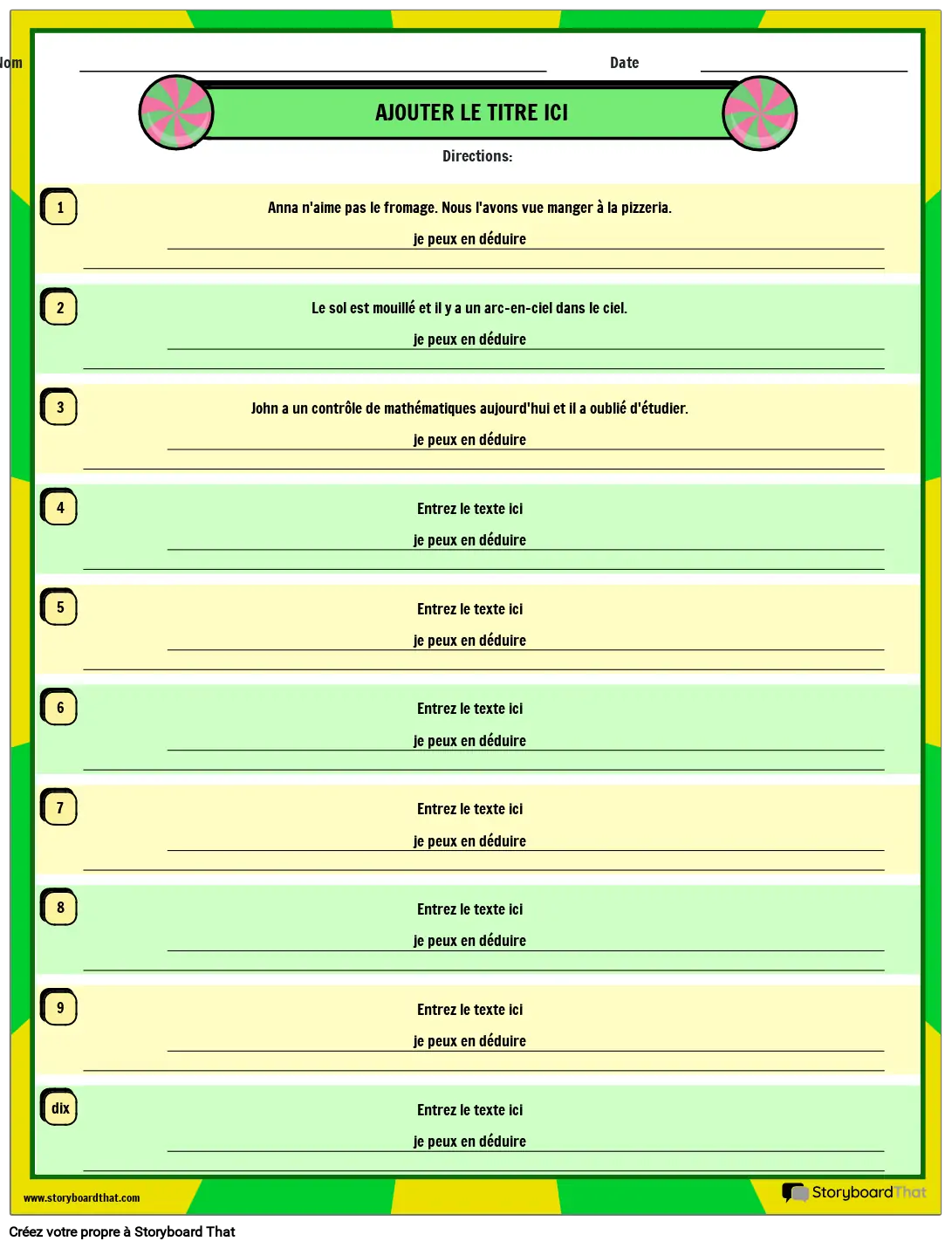Entraînez-vous à Déduire une Feuille de Travail