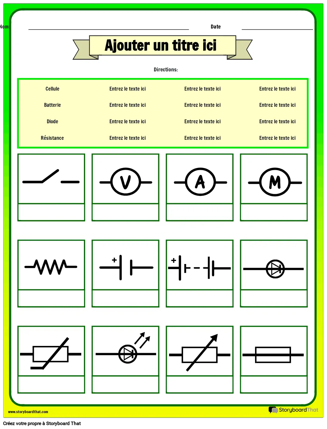 Étiquetage des Symboles des Circuits Électriques