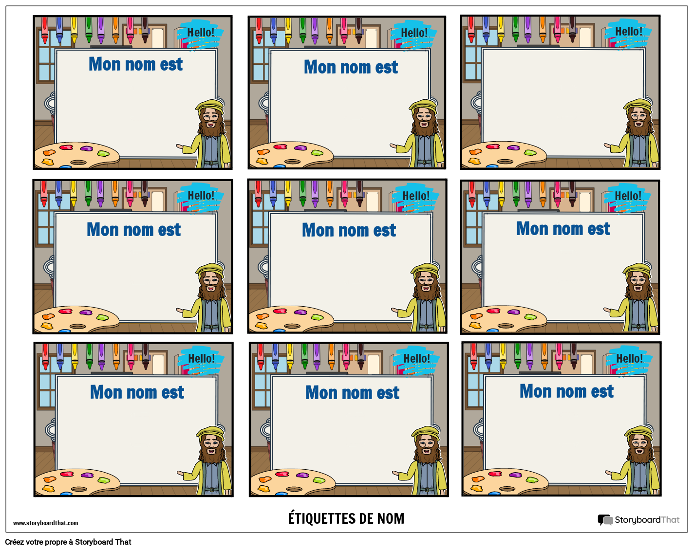 Étiquette de nom Pour la Classe D’art Storyboard