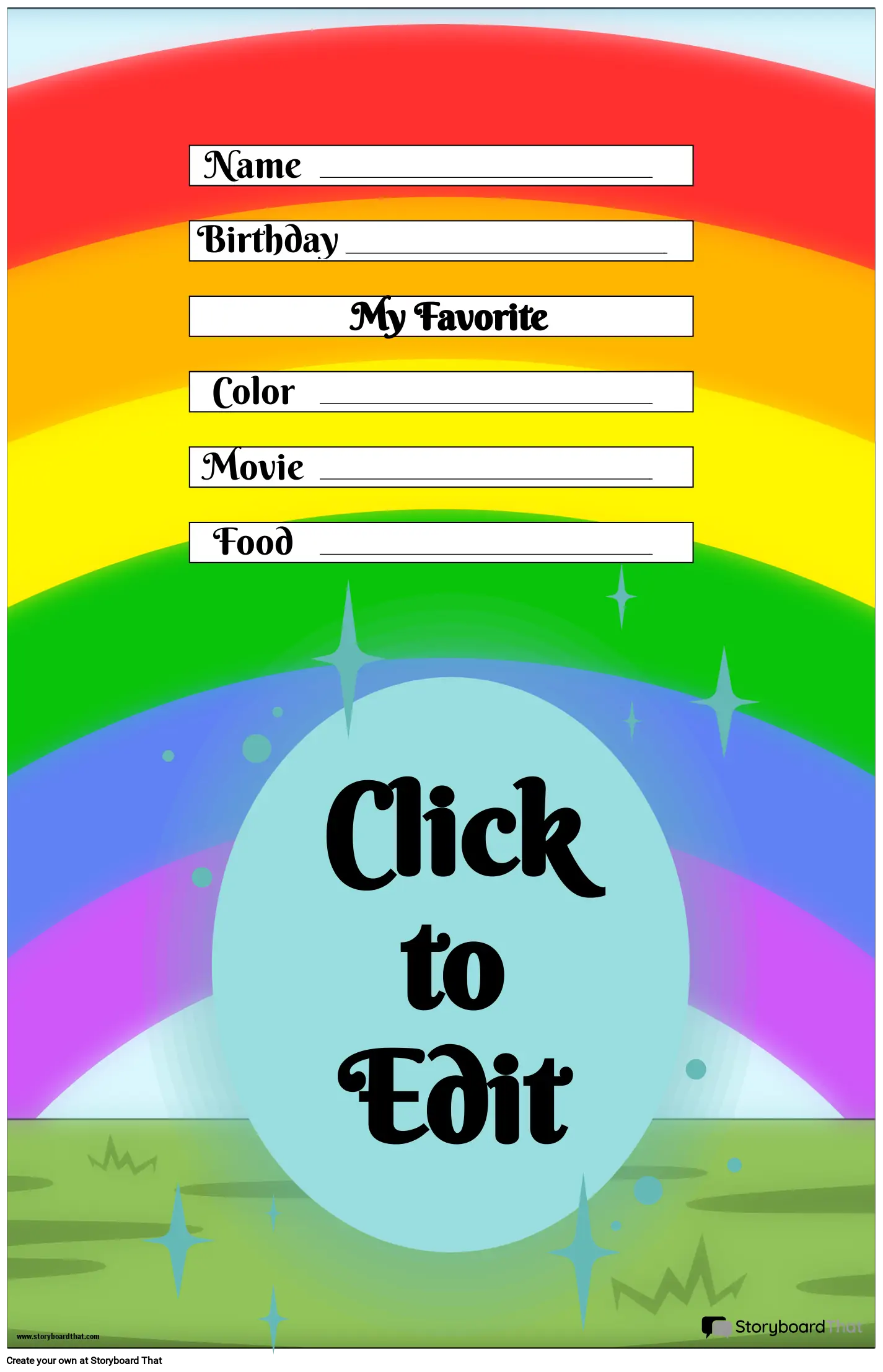 Exemple d'étoile de la semaine avec des arcs-en-ciel