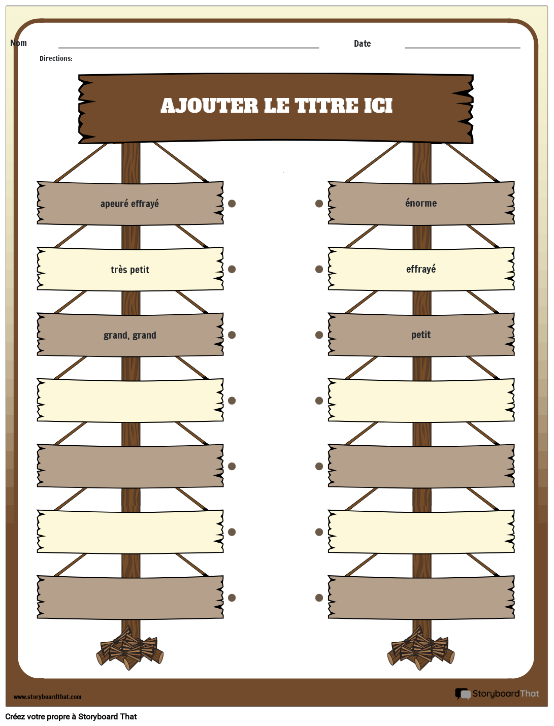 Faire correspondre des mots ayant une signification similaire - Feuille de