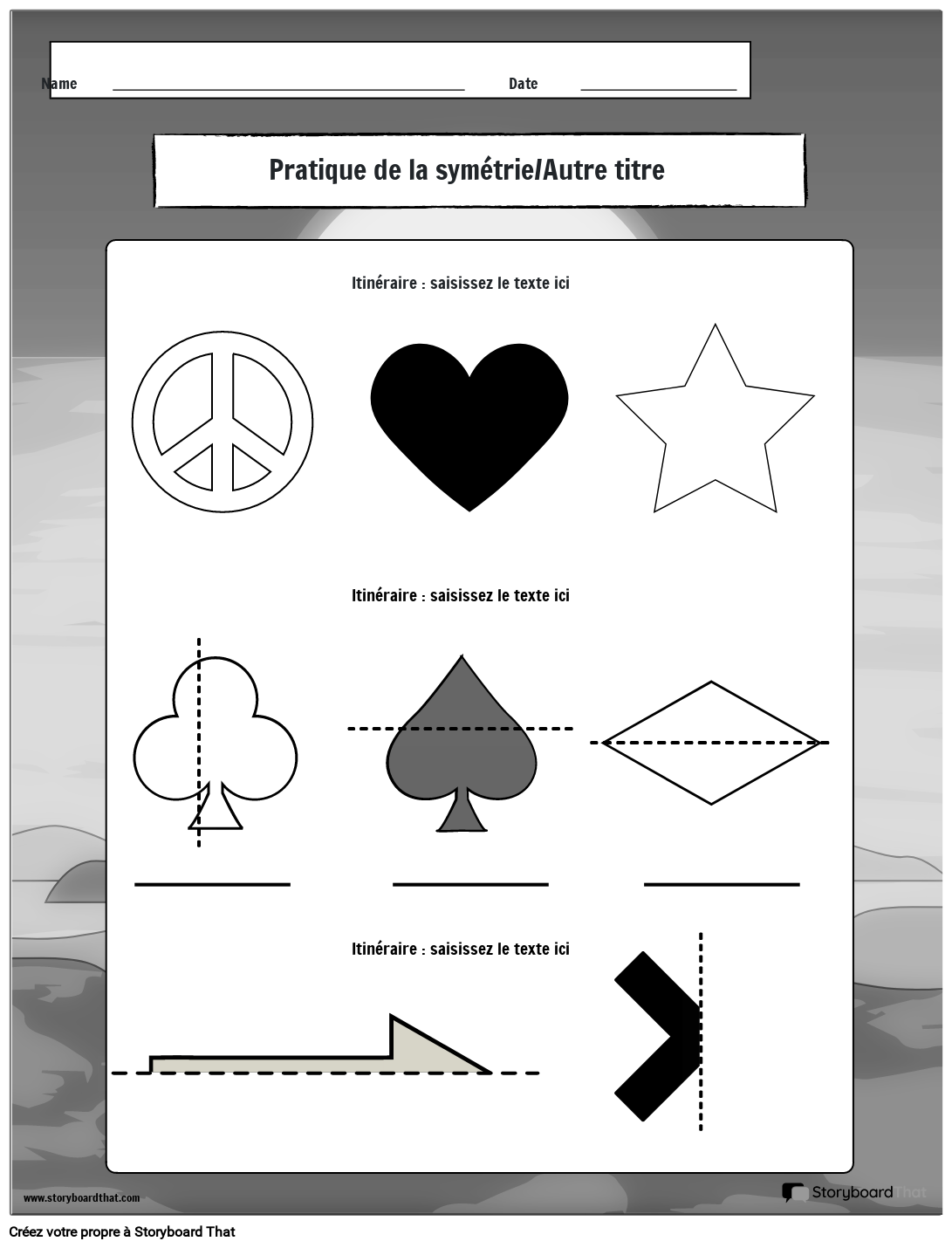 feuille de calcul de symétrie noir et blanc Storyboard feuille de calcul de symétrie noir et blanc Storyboard