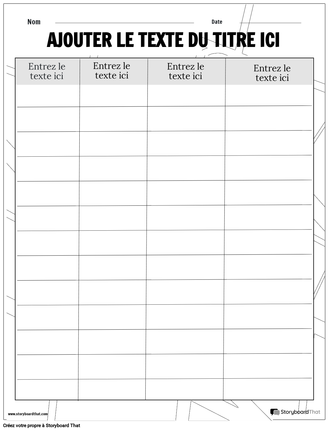 Feuille de calcul de tableau Storyboard by fr-examples Feuille de calcul de tableau Storyboard by fr-examples