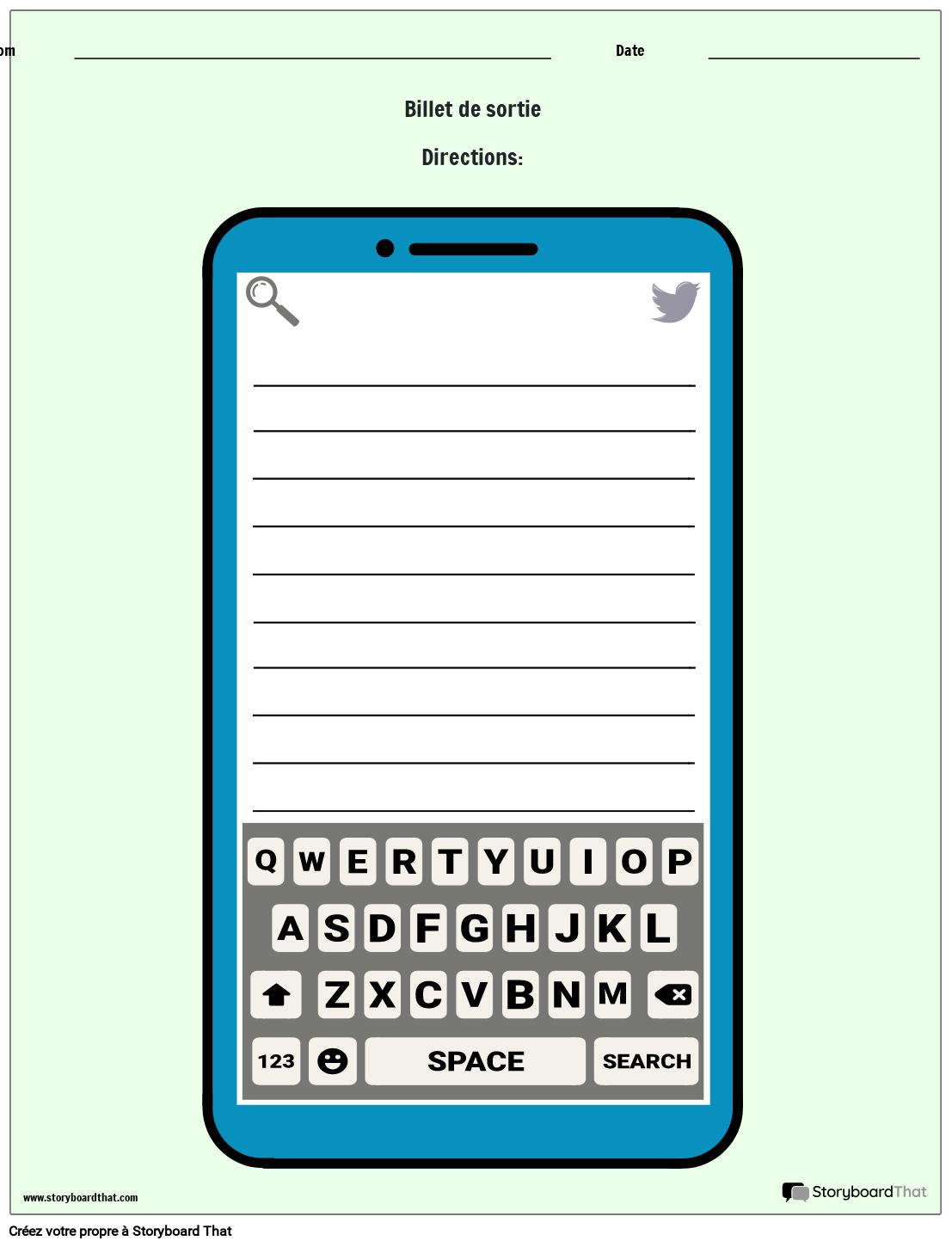 feuille de ticket de sortie Storyboard par fr-examples