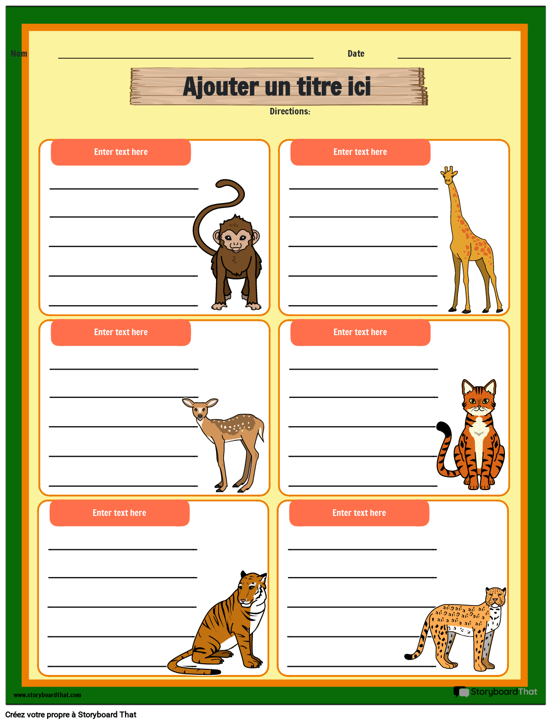 Feuille de Travail D'adaptation sur le Thème de Safari