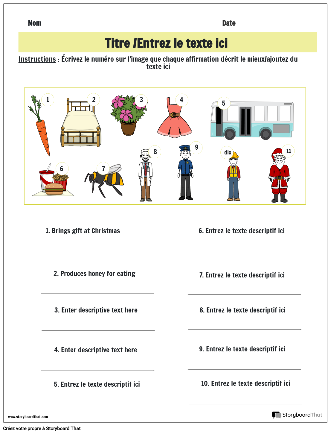Feuille de travail de vocabulaire Storyboard par fr-examples