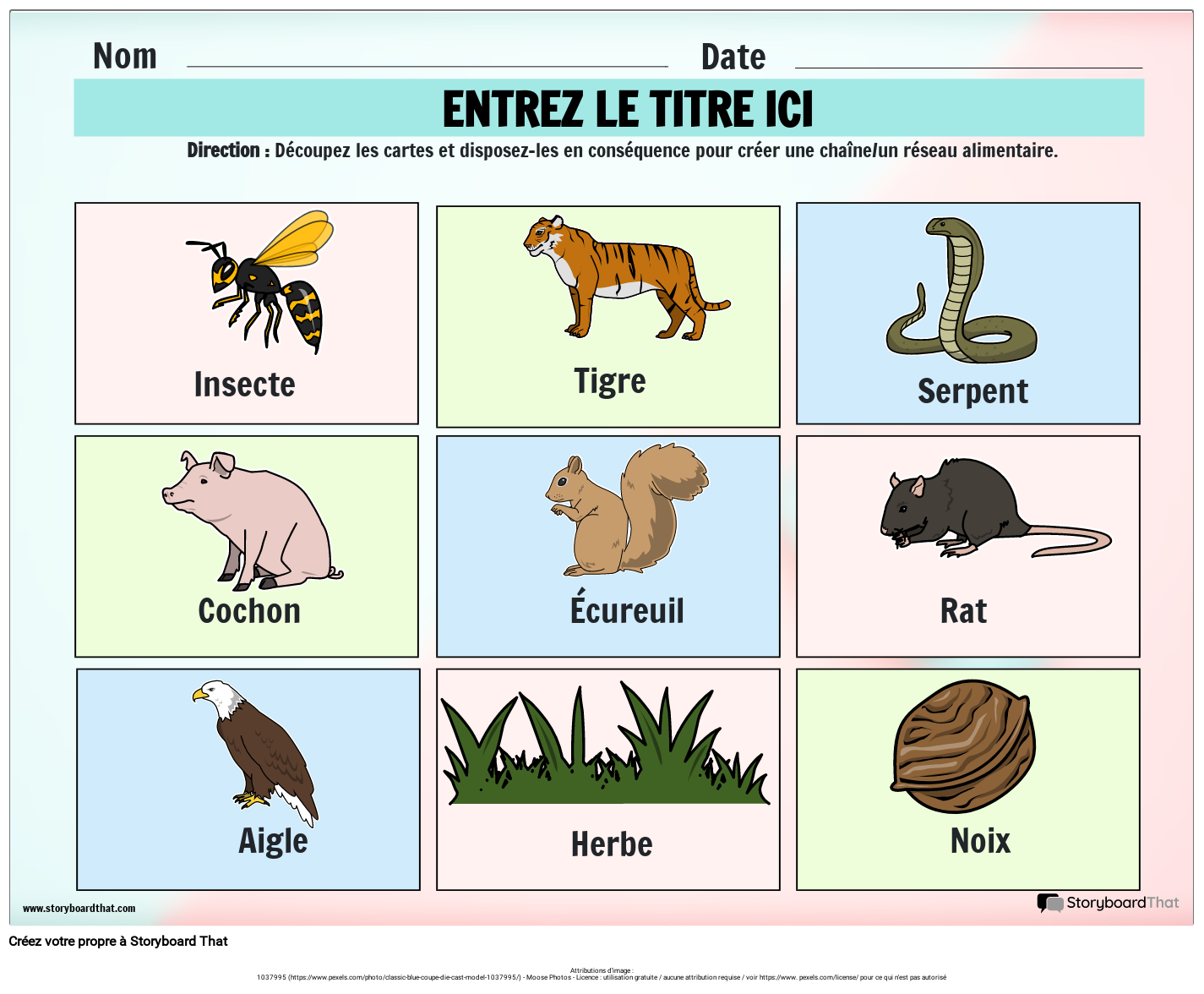 Feuille de travail découpée sur l'écosystème Storyboard