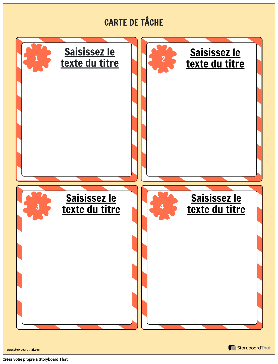 Feuille de travail imprimable sur la carte de tâches