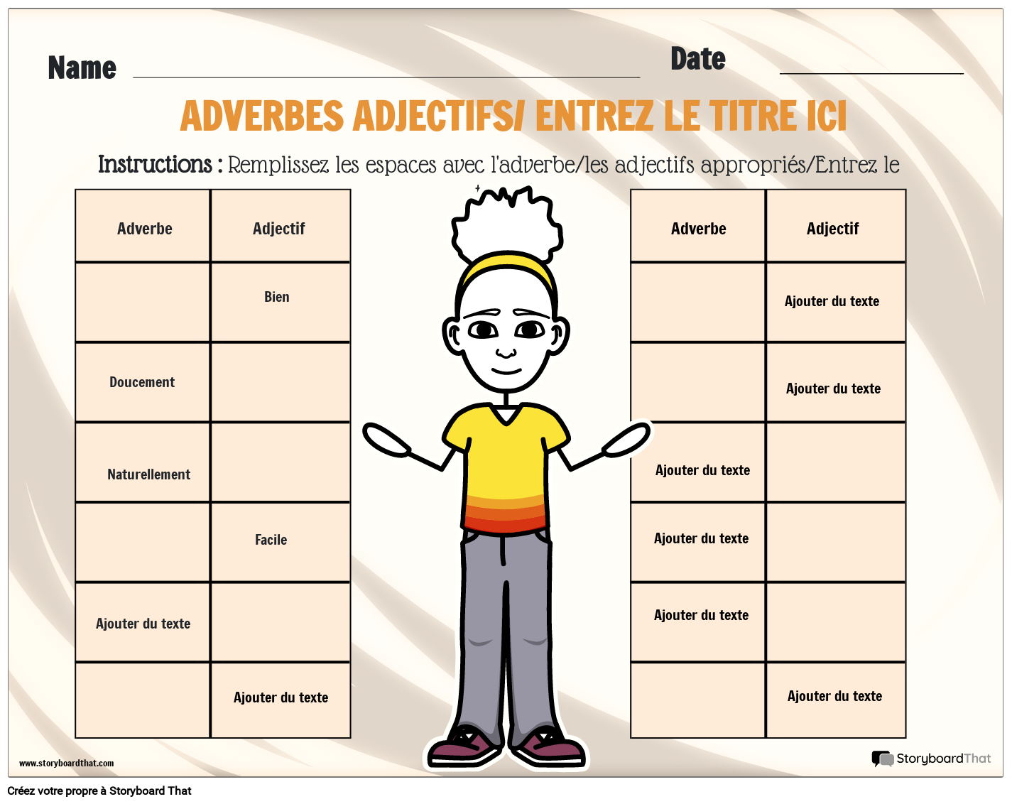 Feuille de travail imprimable sur les adverbes et les adjectifs