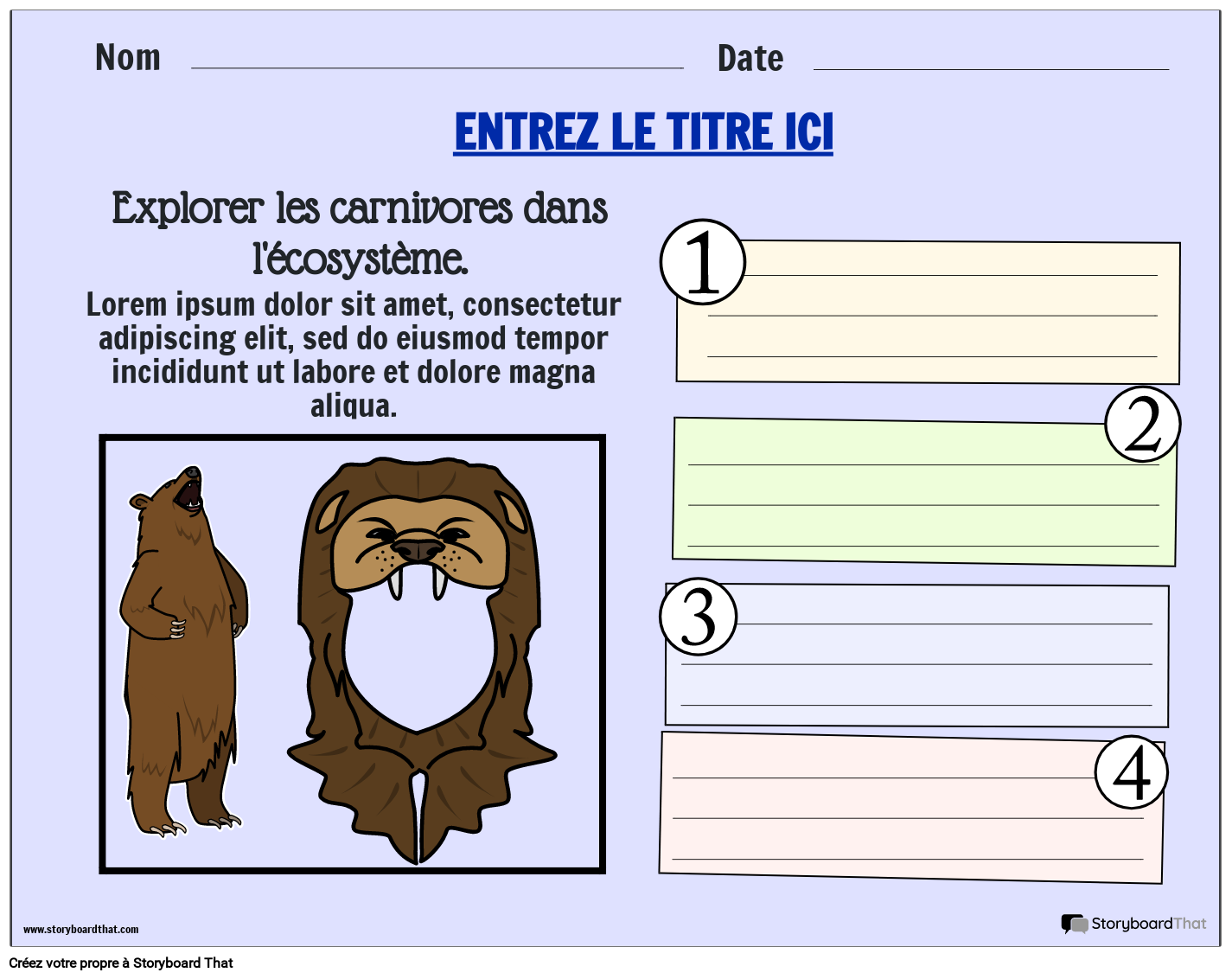 Feuille de travail sur l'écosystème de faits amusants
