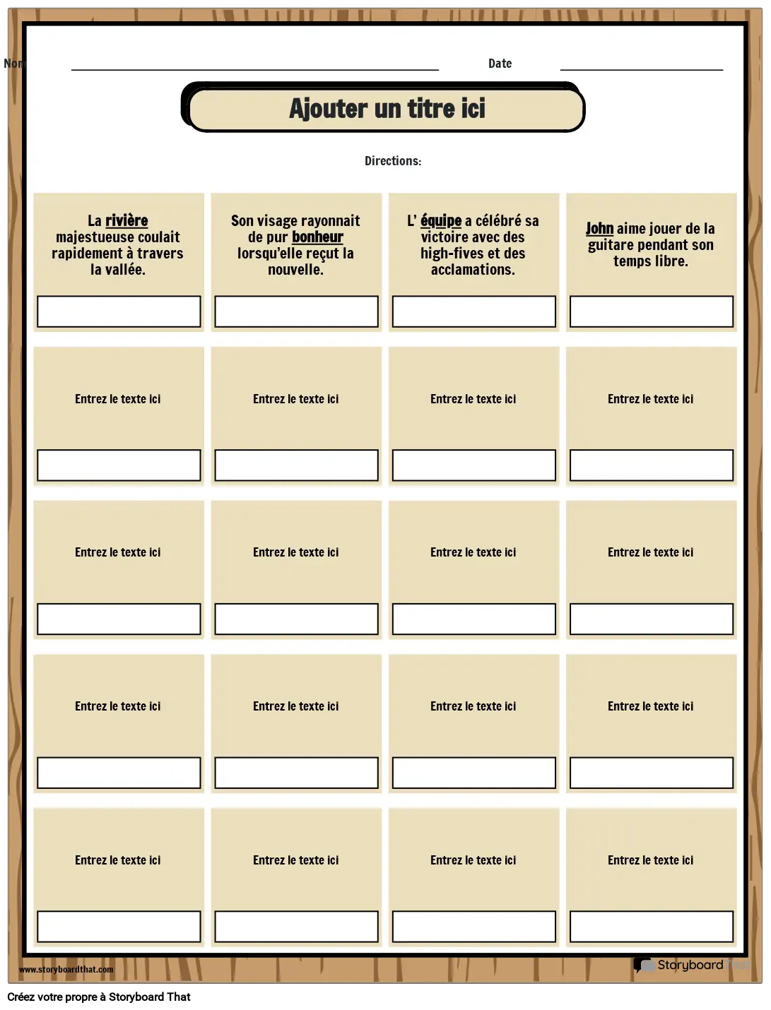 Feuille de Travail sur L'identification des Types de Noms