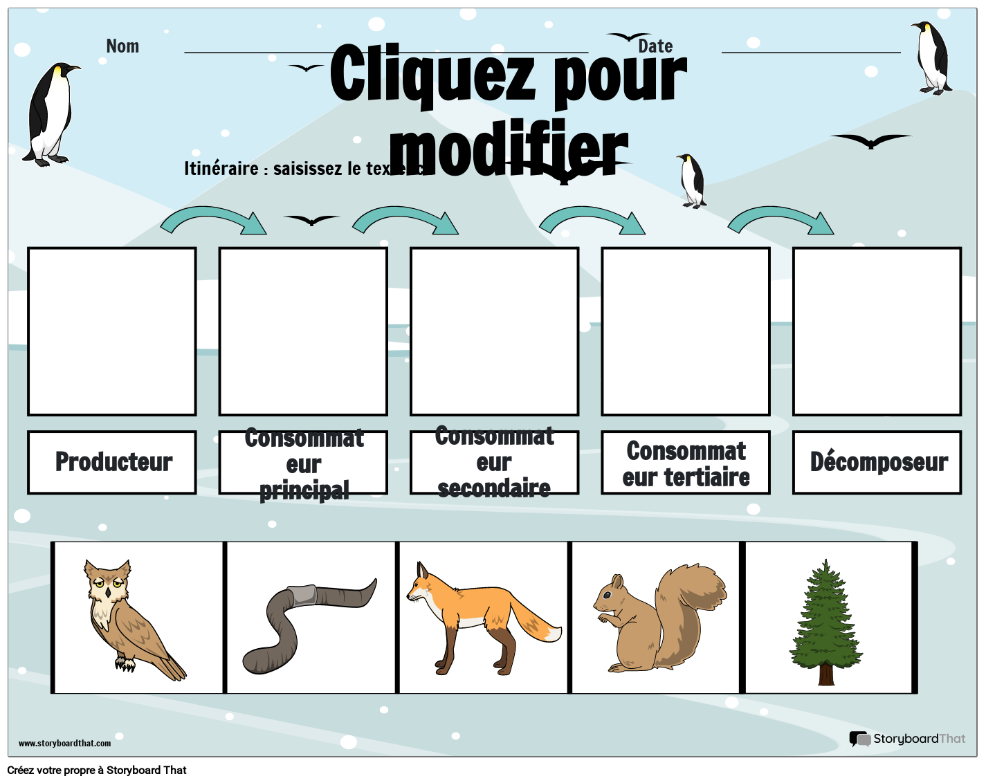 Feuille de travail sur la chaîne alimentaire prête à imprimer avec un motif