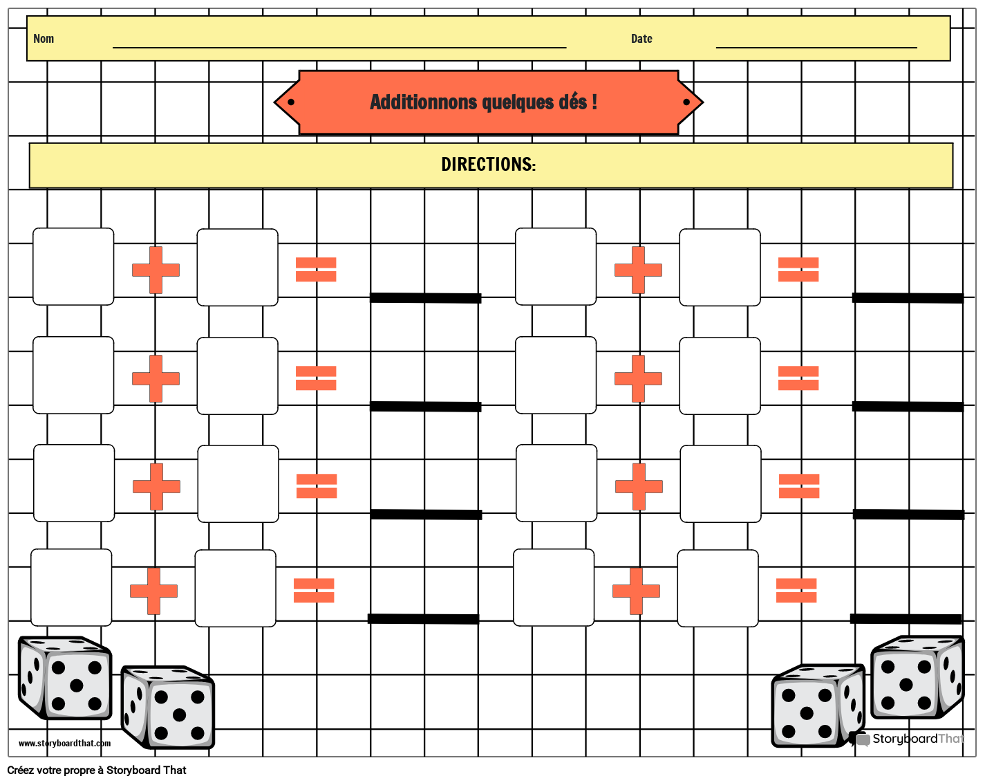 Feuille de Travail sur le jeu de dés Mathématiques