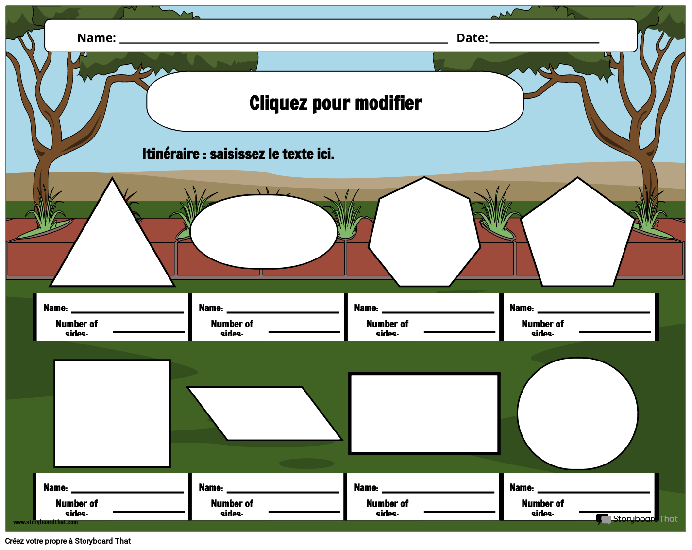 Feuille de Travail sur les Formes 2D Inspirées du Jardin, Prête à Imprimer