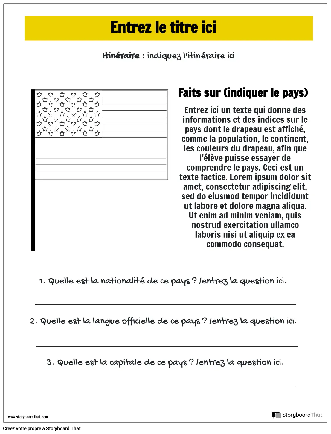Feuille de travail sur les indicateurs de faits amusants