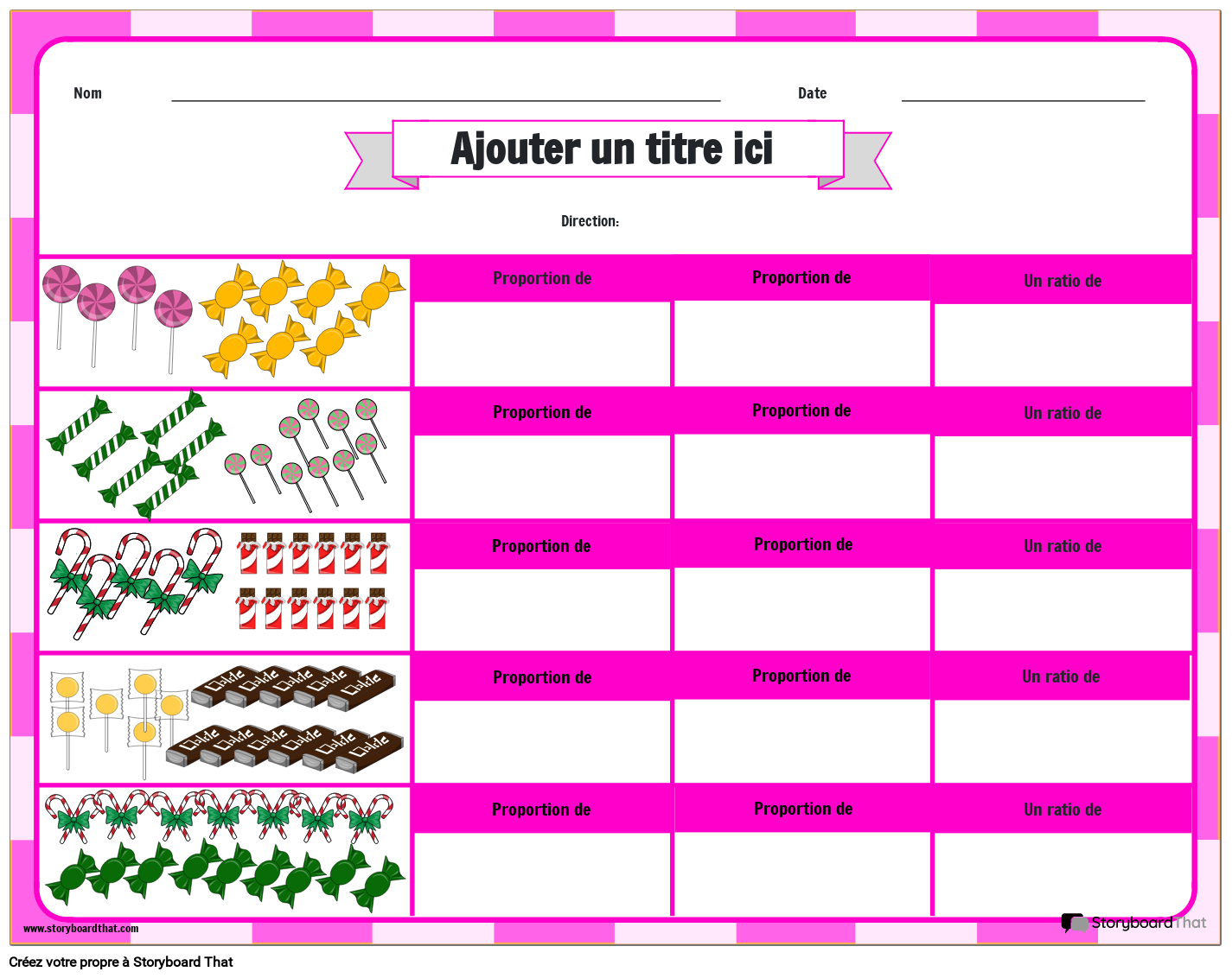 Feuille de Travail sur les Proportions sur le Thème des Bonbons