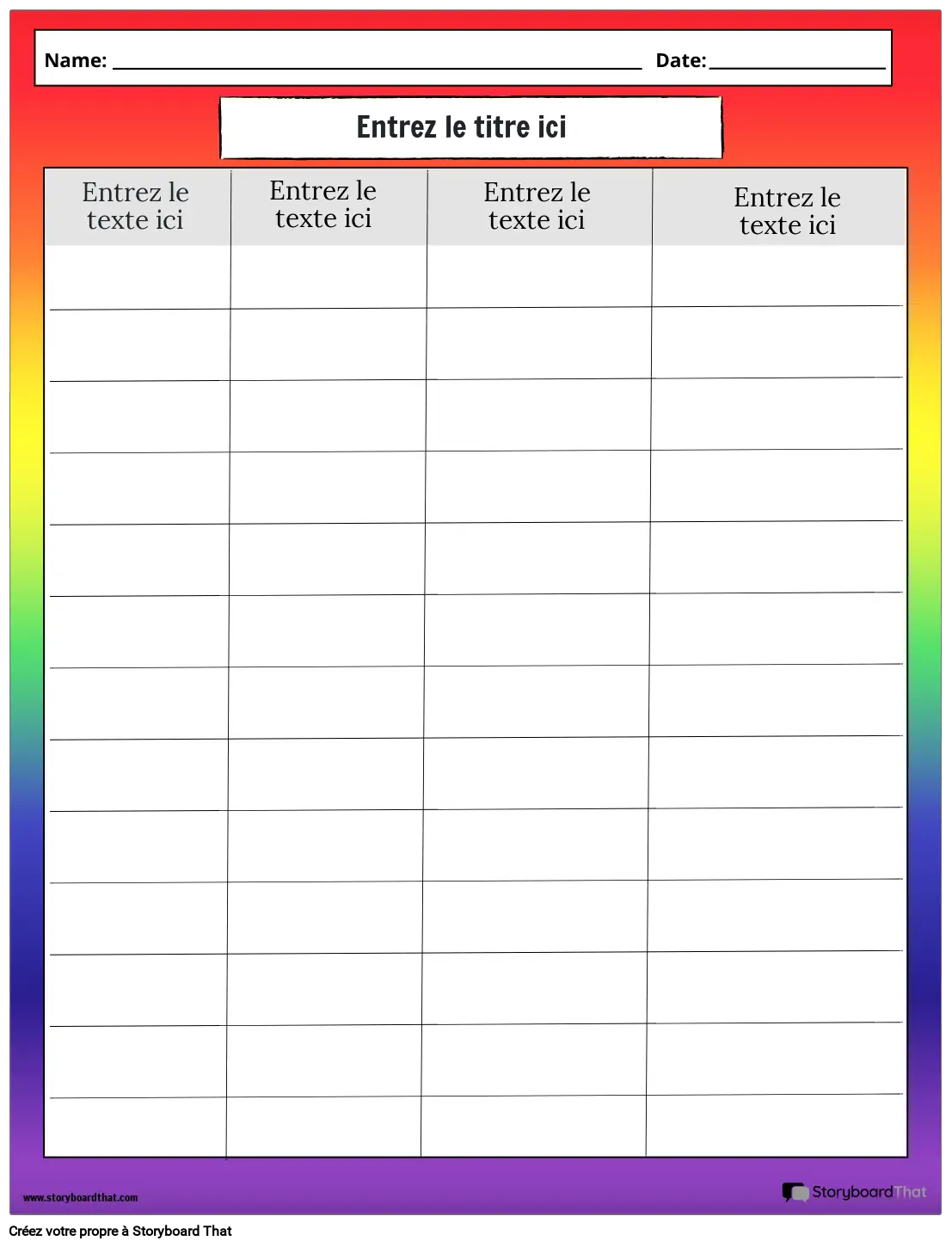 Feuille de Travail sur un Tableau Coloré Storyboard Feuille de Travail sur un Tableau Coloré Storyboard