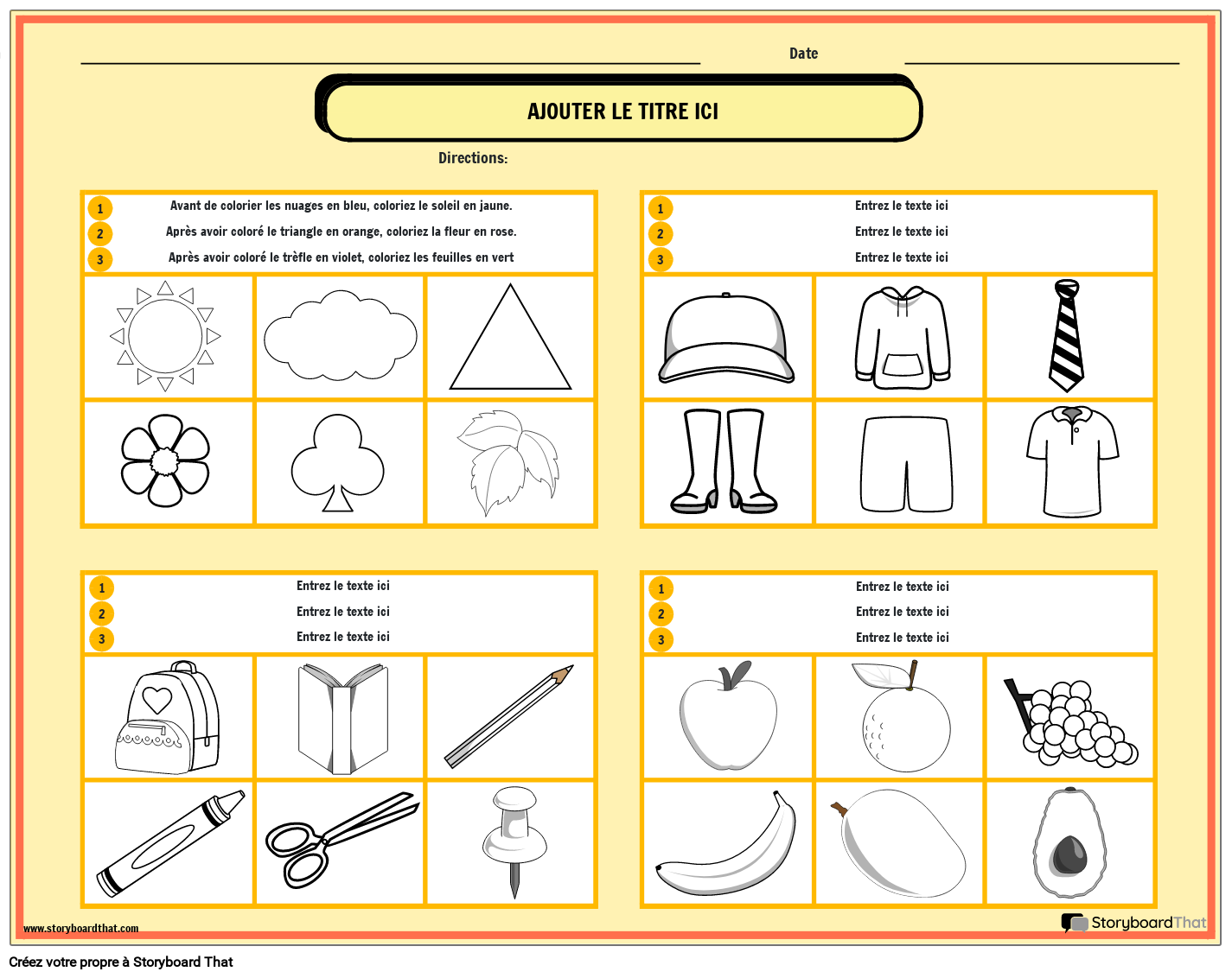 Feuille de Travail Temporelle Suivant les Instructions
