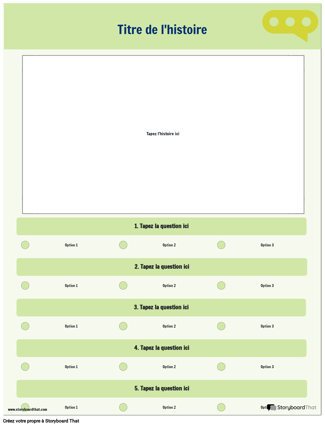 Feuille de Travail Verte sur la Compréhension de la Lecture