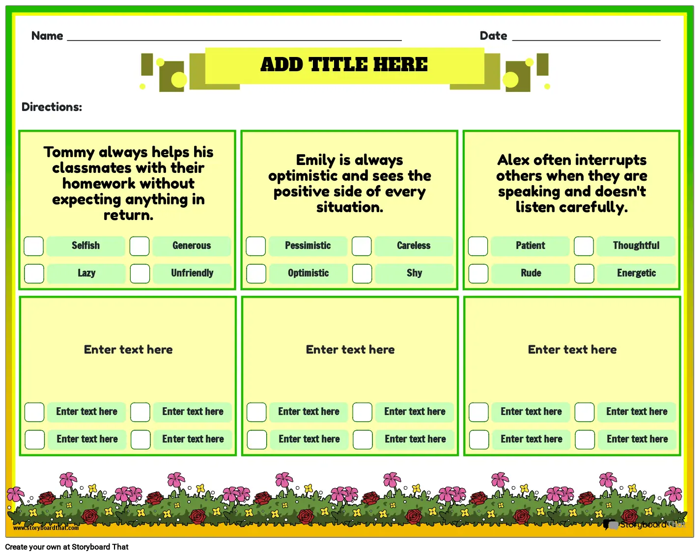 Identifier les Traits de Caractère Storyboard by fr-examples Identifier les Traits de Caractère Storyboard by fr-examples