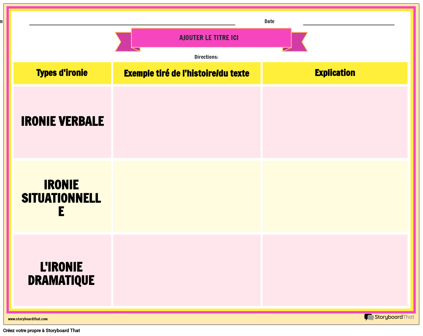 Identifier les Types D'ironie Dans une Feuille de Travail sur une Histoire Identifier les Types D'ironie Dans une Feuille de Travail sur une Histoire