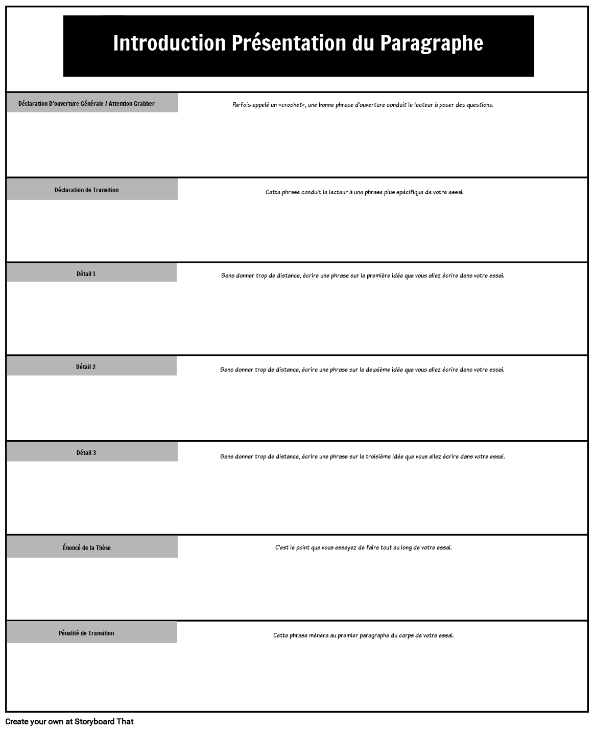 Introduction Présentation du Paragraphe Storyboard