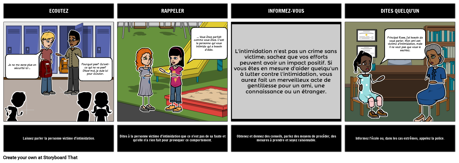 L'intimidation - Quatre Actions Possibles Storyboard