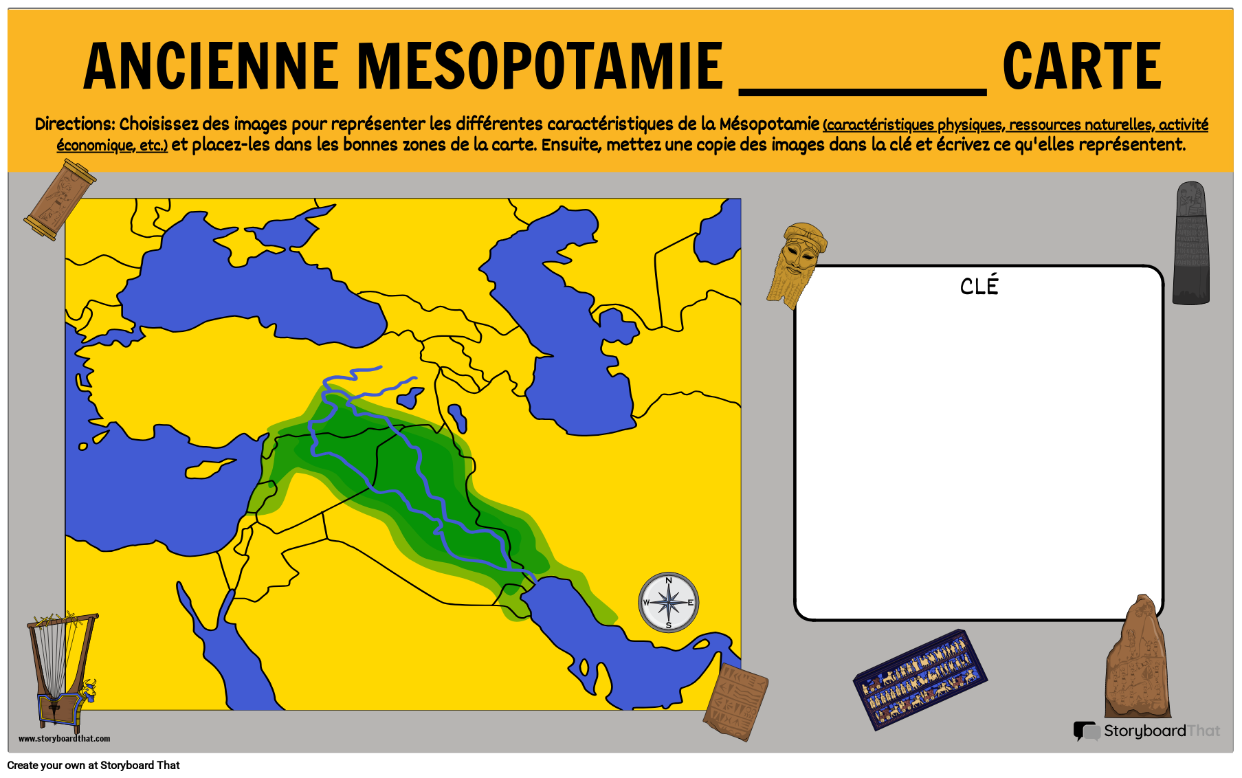 Mésopotamie Remplissez la Carte Vierge Storyboard
