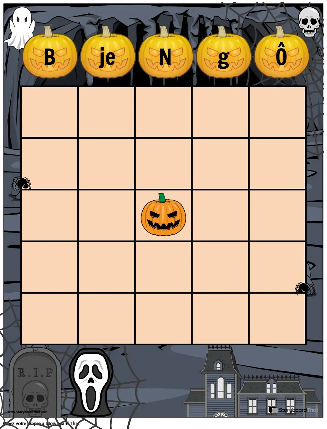 Modèle de Carte de Bingo D'Halloween Storyboard