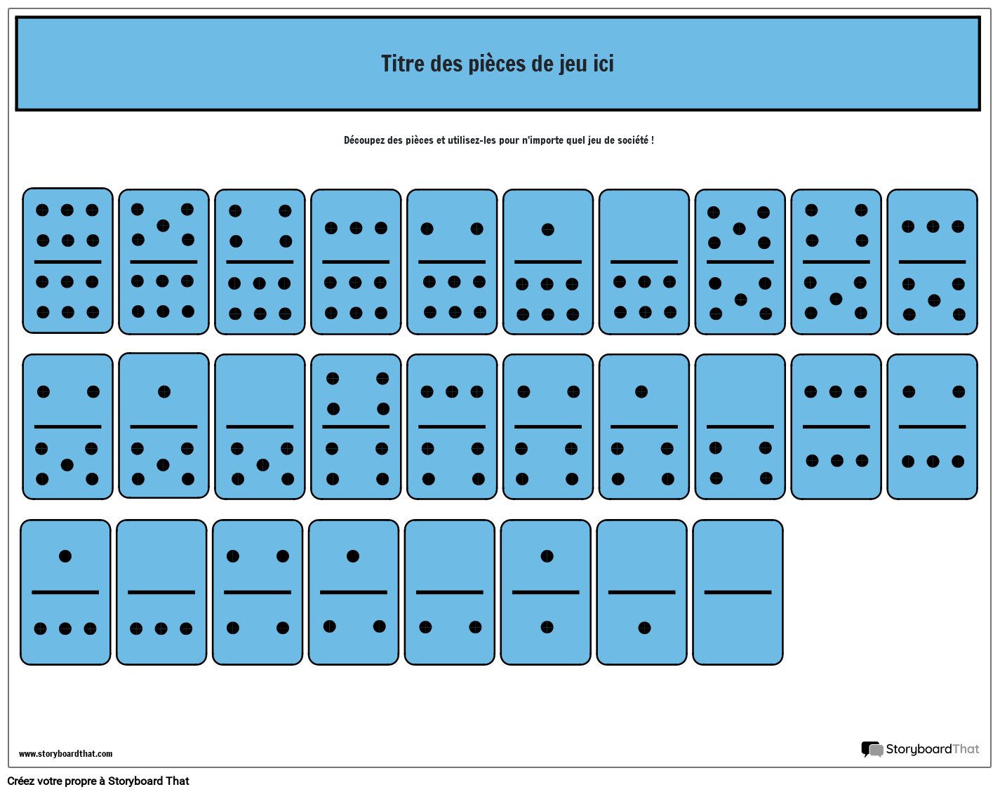 Modèle de Découpes de Dominos Bleus Storyboard Modèle de Découpes de Dominos Bleus Storyboard