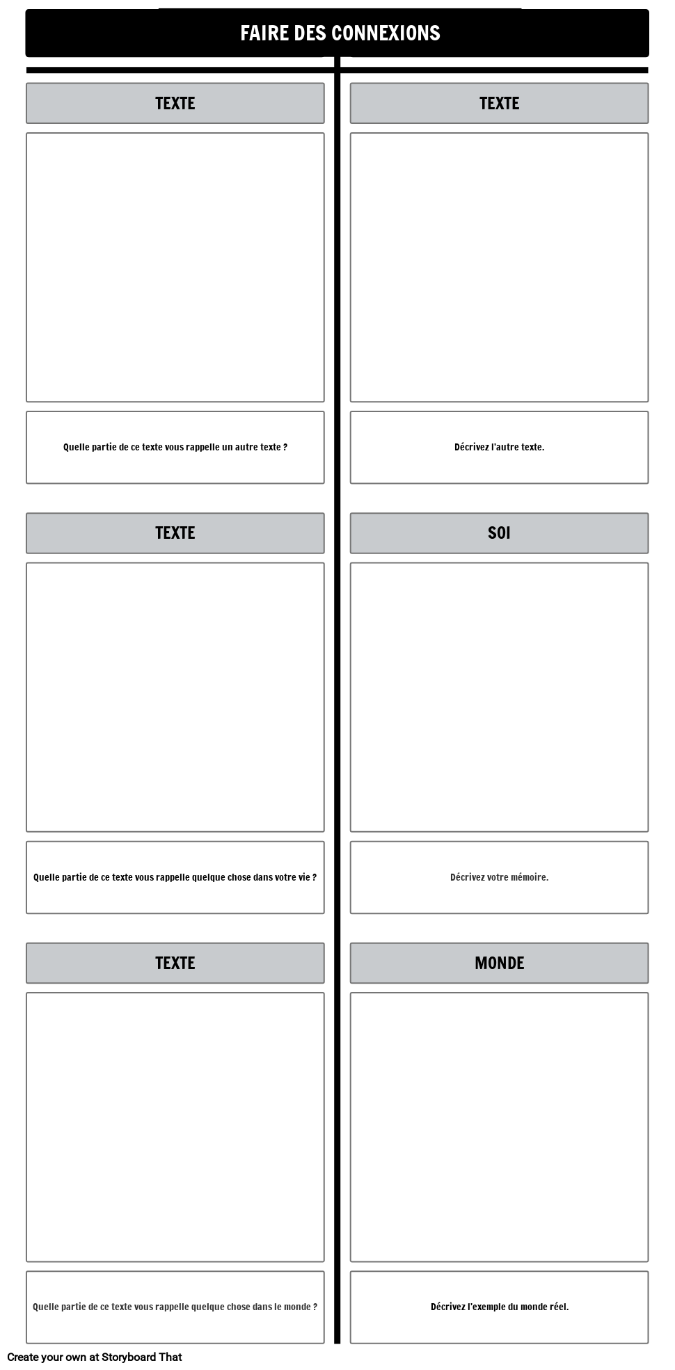 Modèle de Graphique en T des Connexions de Texte