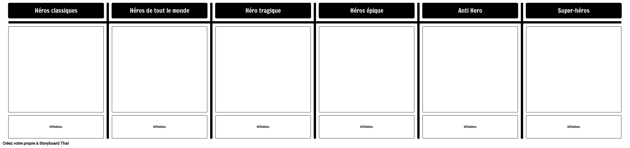 Modèle de Types de Héros Storyboard by fr-examples