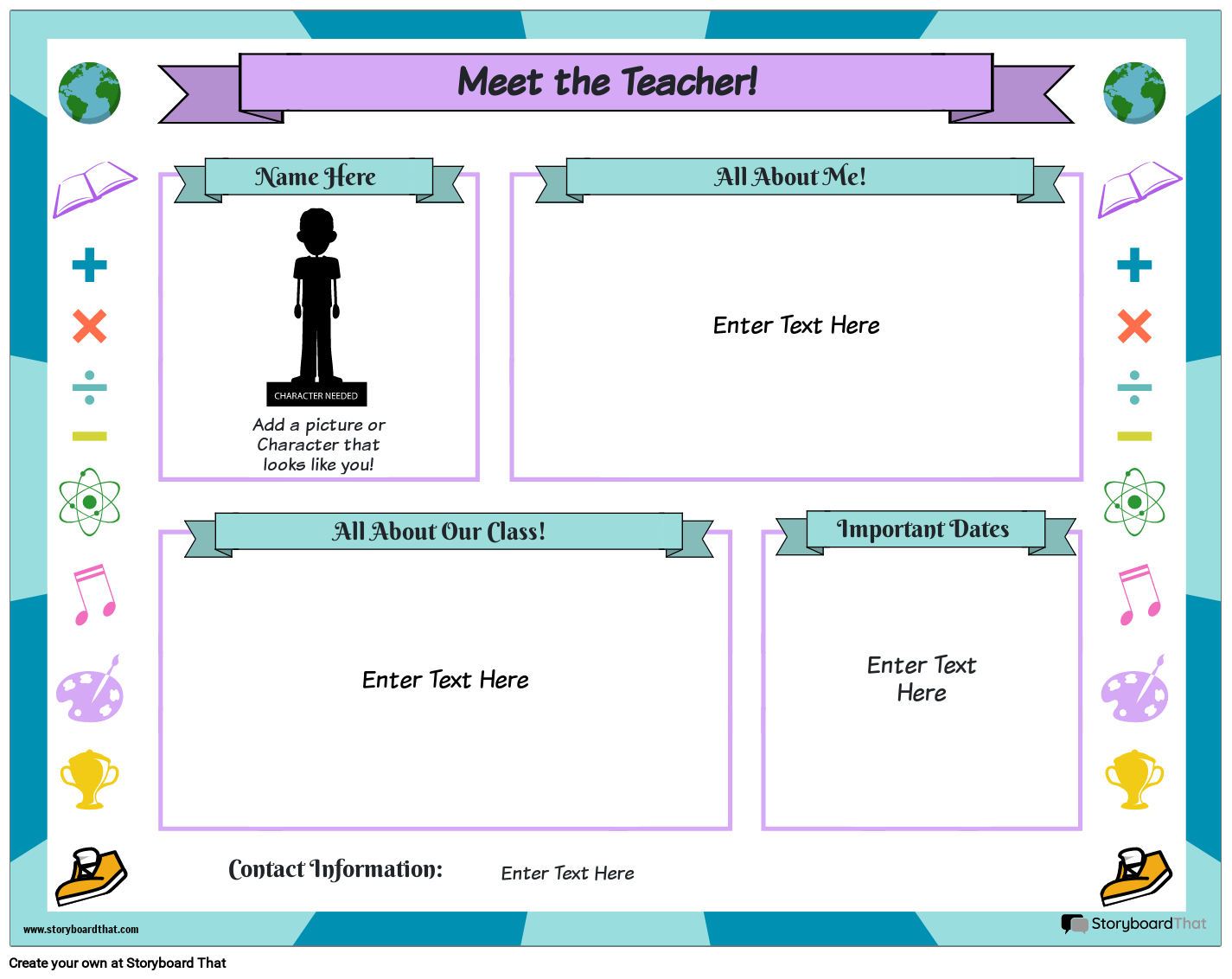 Modèle Meet the Teacher - Paysage Couleur 3 Storyboard