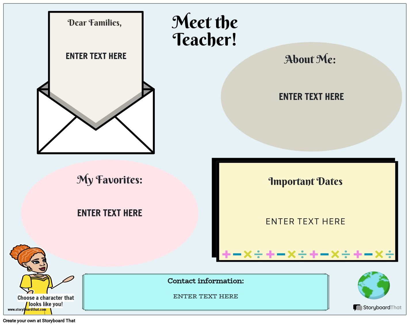 Modèle Meet the Teacher - Paysage Couleur 4 Storyboard
