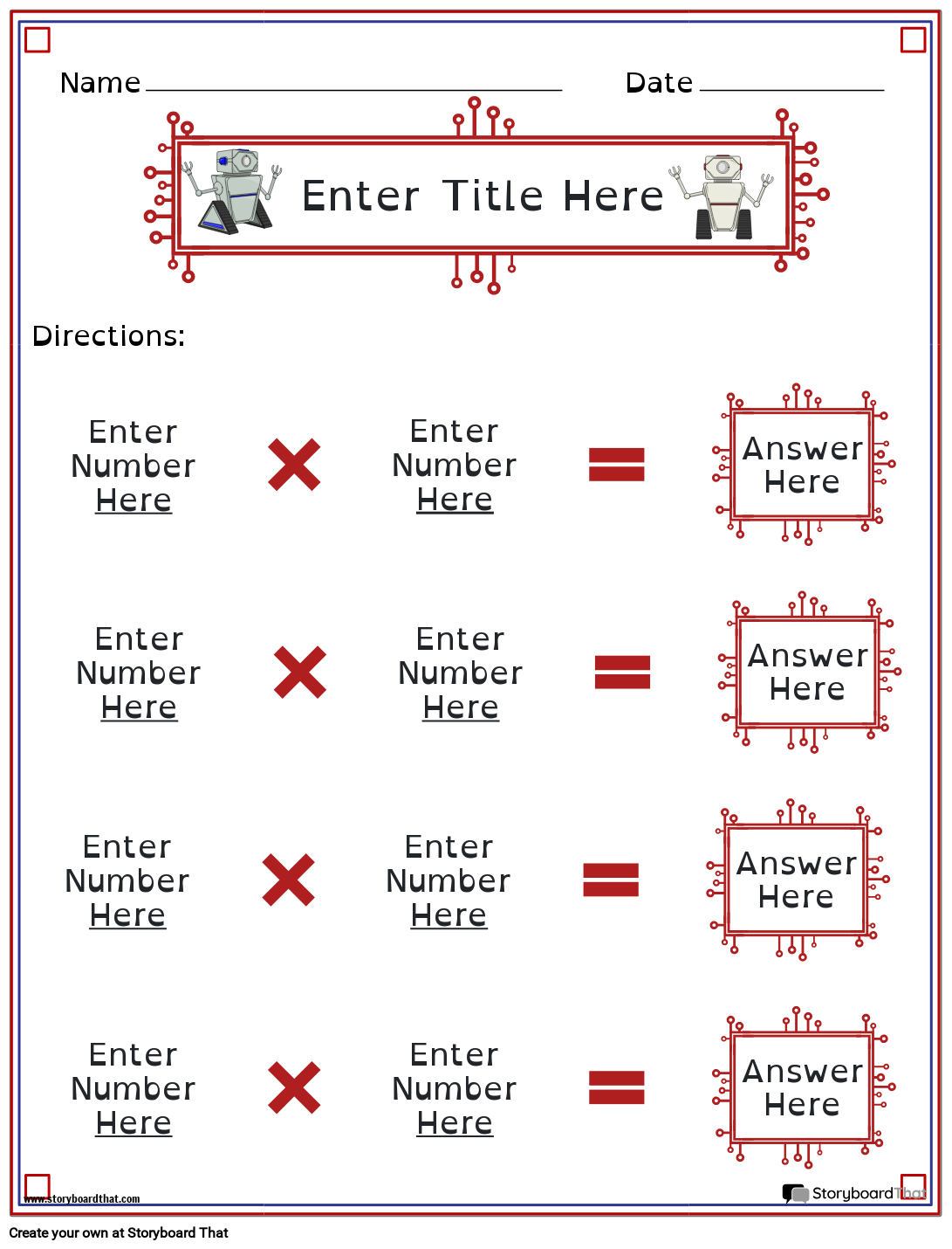 Multiplication Portrait Couleur 1 Storyboard par fr-examples