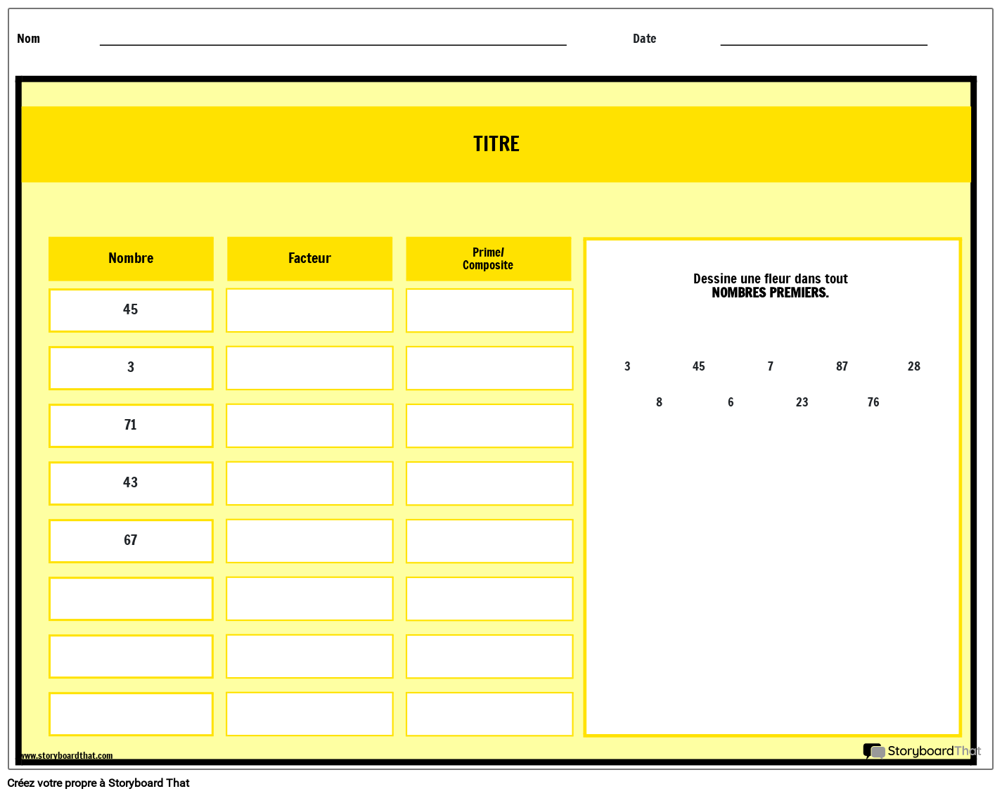 Nombres premiers et composés avec factorisation
