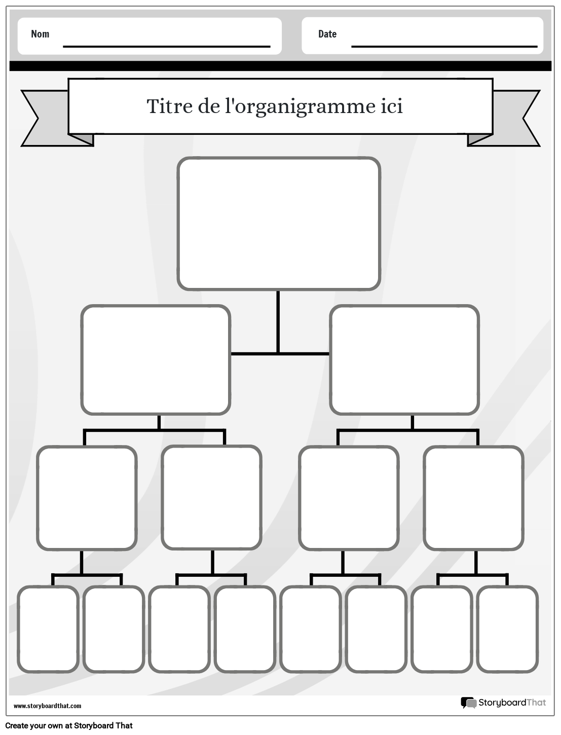 Nouveau modèle d'organigramme de création de page 1 (noir et blanc)